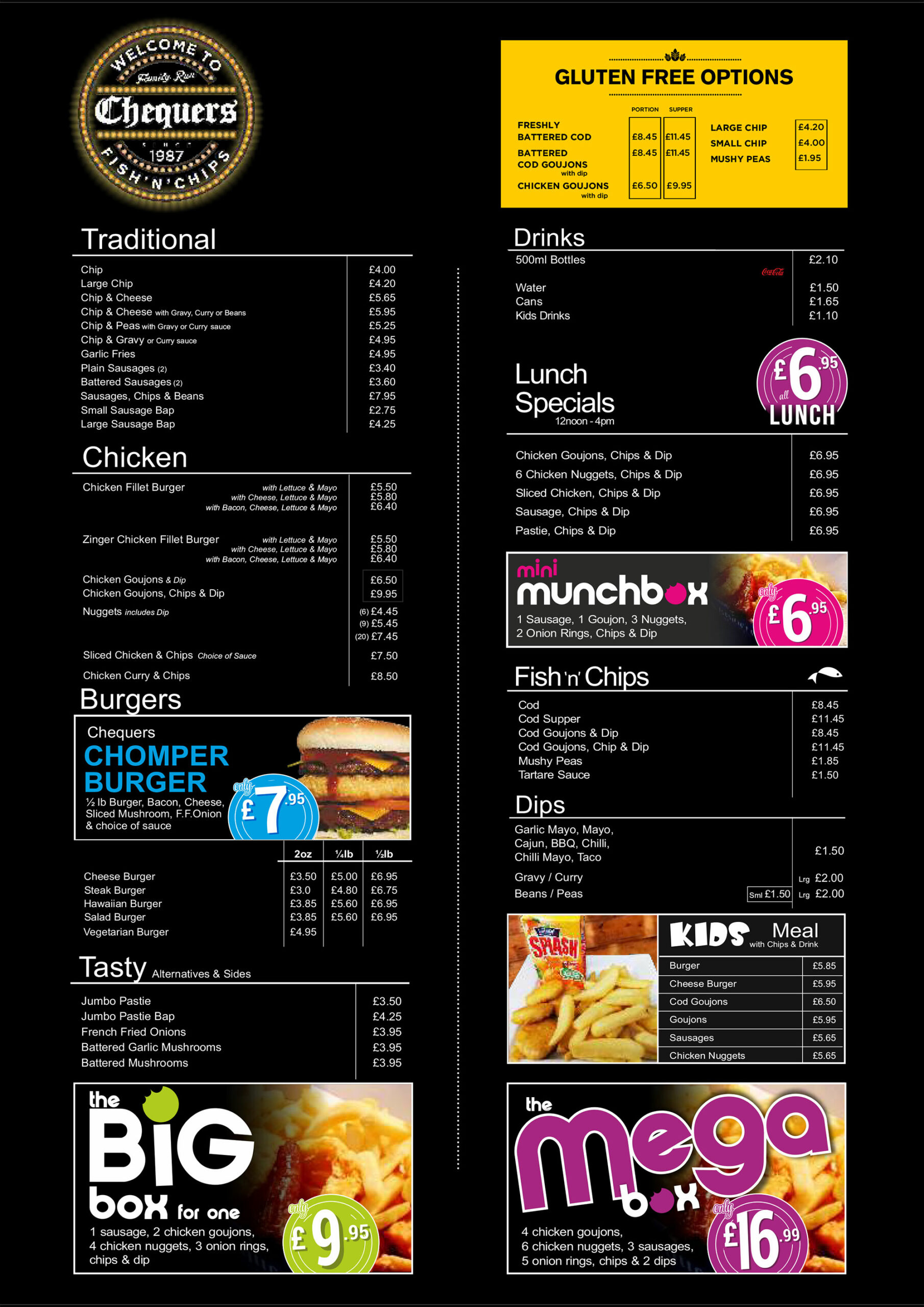 Menu | Chequers Riverside Coleraine